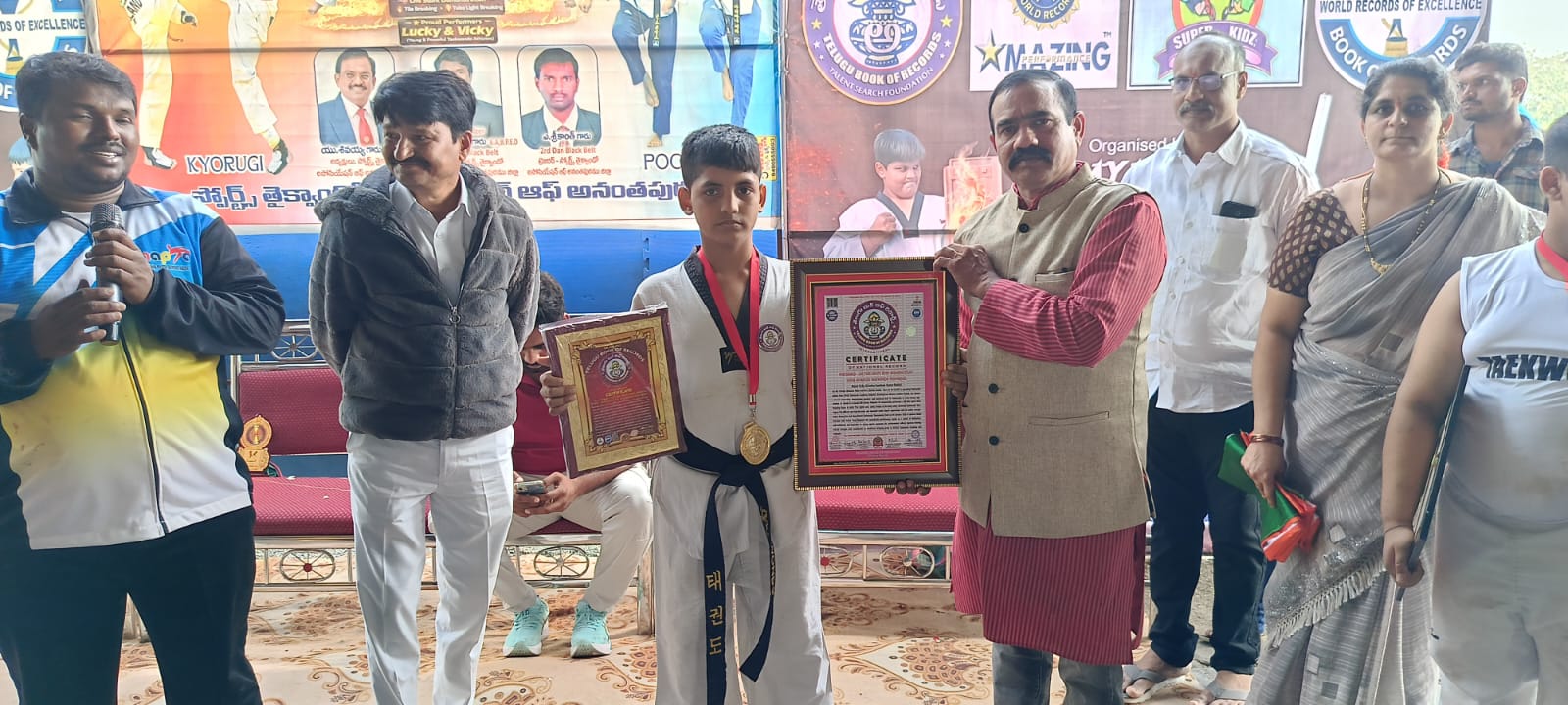 PERFORMED A 100 FIRE TILES BREAKING WITH SINGLE HAND STUNT USING ADVANCED TAEKWONDO TECHNIQUES ...